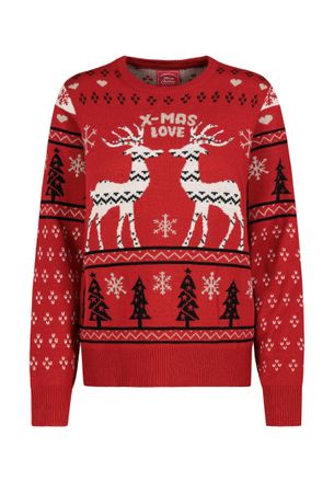 Sublevel Damen Allover Weihnachtspullover middle-red M