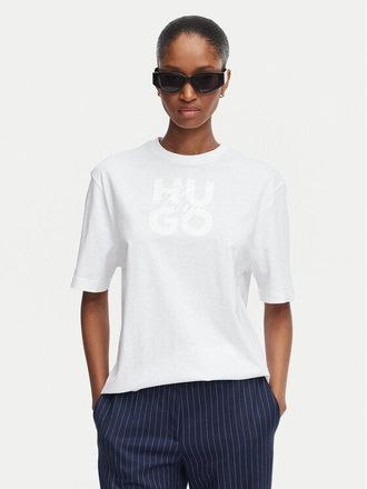 HUGO BOSS T-Shirt Dashire_5 50566678 Wei&szlig; Relaxed Fit