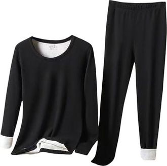 Generic Haut et bas thermiques pour homme - Col rond - Couche de base pour homme - Doublure en coton épais - Manches longues - Automne/hiver - Mode - Couleur 