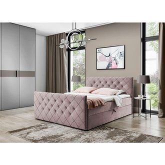 Fun M&ouml;bel Fun Moebel - Boxspringbett Schlafzimmerbett eivor 160x200cm Altrosa inkl.Bettkasten