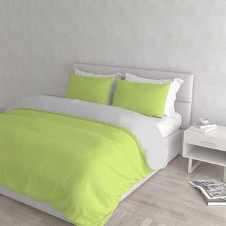 Italian Bed Linen Natural Color Doubleface Bettbezug, Baumwolle, S&auml;uregr&uuml;n/Hellgrau, Doppelte