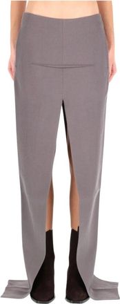 Rick Owens Femme, Jupes, Gris, Taille: 38 FR Asymmetrical High Slit Maxi Skirt