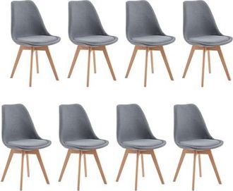 Eggree Chaises de Salle &agrave; Manger Scandinaves Test&eacute;es par SGS - 8 Pi&egrave;ces, Coussins et Pieds en H&ecirc;tre Massif, Gris