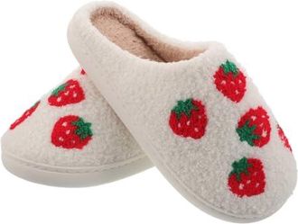 Garneck Pantoufles Int&eacute;rieur pour Femme Coton avec Fourrure Douce Chauds et Moelleux Semelle Antid&eacute;rapante Confort Hivernal Mod&egrave;le Floral pour Maison