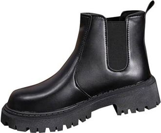 Generic Bottines Chelsea imperm&eacute;ables &agrave; enfiler pour femme, couleur unie, &eacute;l&eacute;gantes, confortables, d&eacute;contract&eacute;es, classiques, antid&eacute;rapantes, Noir, 38.5 EU