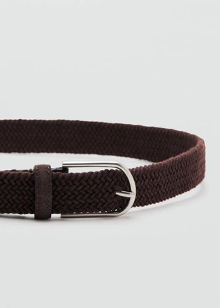 Mango Ceinture 100% cuir tress&eacute; marron - Homme - 100 - MANGO MAN