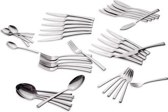 Echtwerk Tafelbesteck Avelino, Silber Edition, 42-teilig, Essbesteck für bis zu 6 Personen, Edelstahl 18/10, hochglänzend, Hochwertiges Besteck Set, für festli