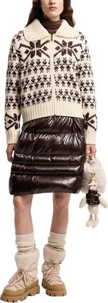 Moncler Jacquard Knit with Crochet Collar Cardigan - Ivory