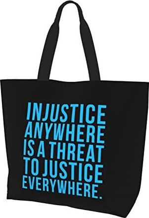 AOOEDM Linjustice nimporte o&ugrave; est une menace pour la justice partout Sac &agrave; provisions r&eacute;utilisable en toile pour femme