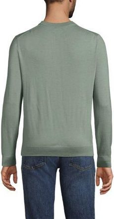 Lands End Merino-Pullover mit Rundhals, Herren, Größe:48-50 regular, Grün, Wolle, by Lands End
