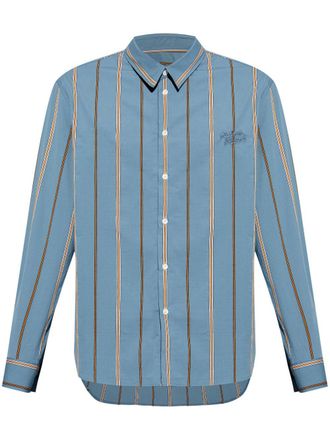 Maison Kitsun&eacute; chemise ray&eacute;e &agrave; logo brod&eacute; - Bleu