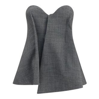 Magda Butrym Corset asym&eacute;trique en laine - Femme - Tops - Gris - Taille: 34 FR