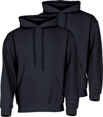 Fruit Of The Loom Doppelpack Classic Kapuzen-Sweat Herren Hoodie 2er Pack + GRATIS MyShirt Stoffbeutel, Farbe:deep Navy, Gr&ouml;&szlig;e:5XL
