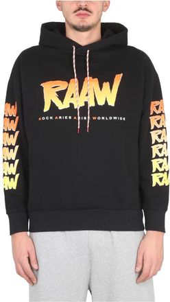 Aries Homme, Sweatshirts et sweats &agrave; capuche, Noir, Taille: XL Felpa Cappuccio Raaw