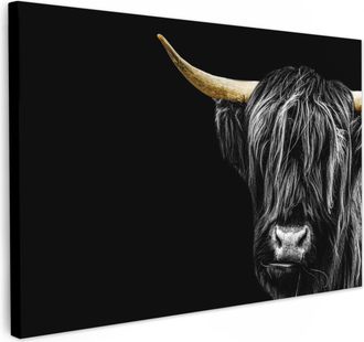 MuchoWow © Wandbilder Klein 30x20 cm Mini Schlafzimmer Home Deko Wohnung Bild Wohnzimmer Fotoleinwand Wand Bilder Leinwand Wall Decor Schottisches Hochlandrind