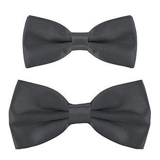 DonDon Ensemble de noeuds papillon p&egrave;re-fils en look partenaire, d&eacute;j&agrave; attach&eacute; et ajustable - Anthracite