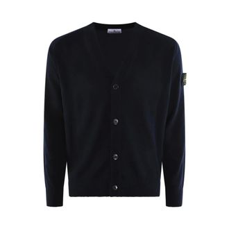 Stone Island Homme, Pulls, Bleu, Taille: XL Certified Virgin Wool Cardigan