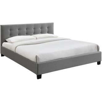 Miliboo Bett 180 x 200 Stoff Grau gepolstert marquise