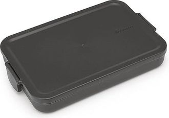 Brabantia Make & Take Brotdose - Flach - Platz für Sandwiches - Deckel mit Klickverschluss - Gefriergeeignet - Spülmaschinen- & Mikrowellenfest - Dark Grey - 25
