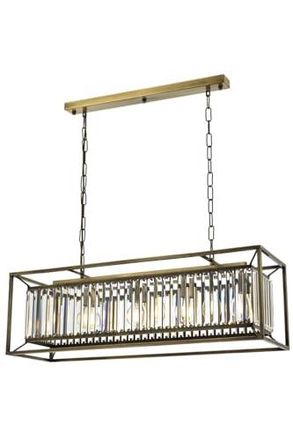 Opviq Modern Glam Chandelier, Antiquation Finish, 80 x 22 cm, Metal Body, 4 x E27 Max 6W, IP20, Perfect for Hotels & Elegant Spaces, 60 cm Length