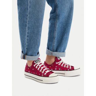Converse Sneakers aus Stoff Converse Chuck Taylor All Star Lift Platform Embroidered Floral Patchwork A15535C Dunkelrot