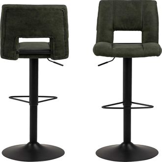 AC Design Furniture Sonia Barhocker 2er Set, H: 115 x B: 41,5 x T: 52 cm, Olivgrün/Schwarz, Stoff/Metall, 2 Stk
