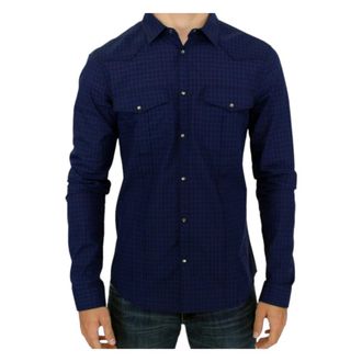 Costume National Stilvolles Blau kariertes Baumwollhemd - - Shirts - Herren - Blau - M