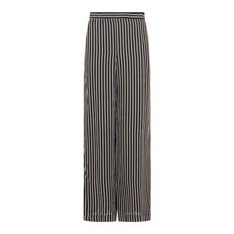 Michael Kors Weite Hose aus gestreifter Georgette - - Trousers - Damen - Schwarzk - M