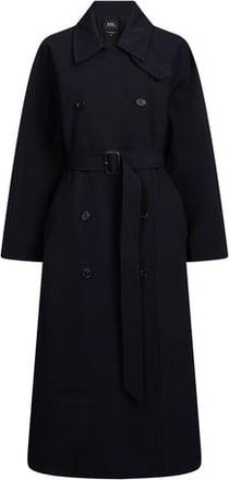 A.P.C. Trench uni en laine et coton m&eacute;lang&eacute;s