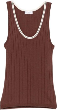 Brunello Cucinelli Femme, Tops, Rouge, Taille: 40 FR D&eacute;bardeur en Laine et Cachemire avec Cha&icirc;ne