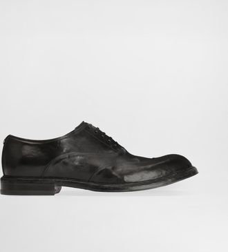 Dolce & Gabbana Washed Calfskin Laced Shoes - Mann Schn&uuml;rschuhe Schwarz 42.5