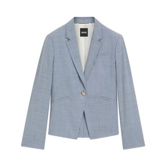 HUGO BOSS Femme, Vestes, Gris, Taille: 40 FR Blazer &agrave; simple boutonnage et col tailleur