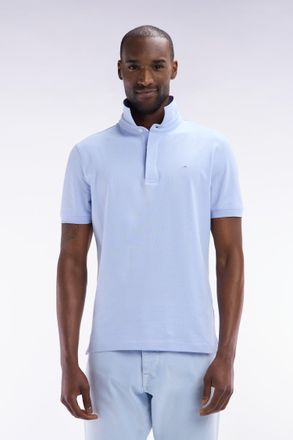 Eden Park Polo &Agrave; Manches Courtes En Piqu&eacute; Coton Stretch Bleu Clair Coupe Ajust&eacute;e
