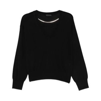 Liu Jo V-Ausschnitt Strickware - - Knitwear - Damen - Schwarzk - M