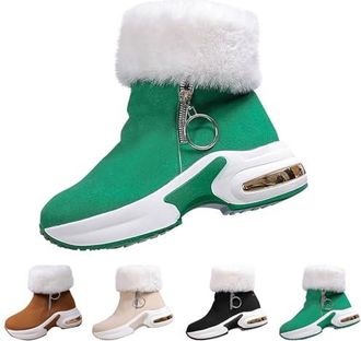 Generic Bottes de neige chaudes pour femme avec fermeture &eacute;clair lat&eacute;rale doubl&eacute;es en polaire - Bottines &agrave; plateforme avec fermeture &eacute;clair lat&eacute;rale - Chaussu