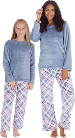 Undercover Pyjama en polaire super doux &agrave; manches longues pour adultes et enfants, bleu/carreaux, M