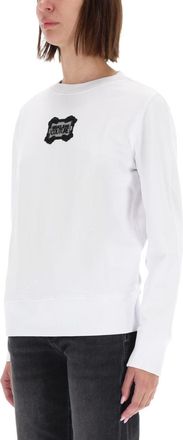 Versace Jeans Couture Baroque Logo Patch Sweatshirt - White