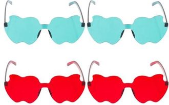 BESPORTBLE Lot de 4 Lunettes de Soleil sans Monture de Pomme Couleurs Rouge et Vert Accessoires pour F&ecirc;te Pr&eacute;sents Photo pour No&euml;l et &Eacute;v&eacute;nements Festifs