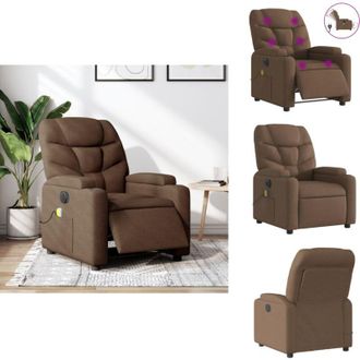 vidaXL Massagesessel Elektrisch Braun Stoff - Massage Stuhl - Elektrischer Massagesessel - Entspannungsstuhl - Fernsehsessel - Bequeme Lounge