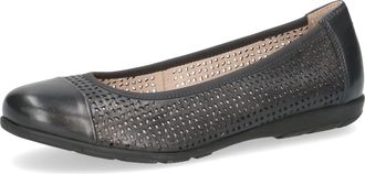 Caprice Damen Ballerinas aus Leder mit Lochmuster, Blau (Ocean Softnap.), 38 EU