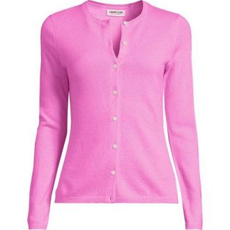 Lands End Kaschmir-Cardigan mit rundem Ausschnitt, Damen, Gr&ouml;&szlig;e:40-42 regular, Pink, Kaschmir, by Lands End
