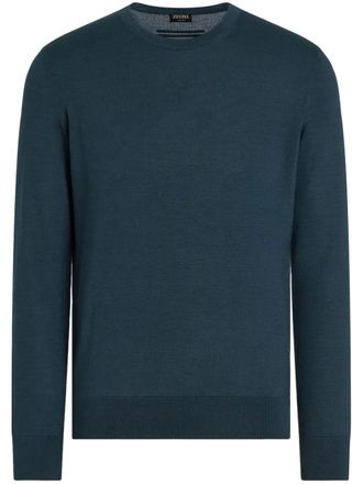 Ermenegildo Zegna pull chiné à col rond - Bleu