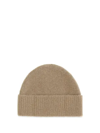 Ami UBO005KN0135 Ribbed Wool Beanie - Beige