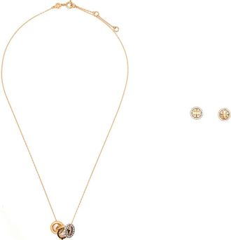 Tory Burch Femme, Accessoires, Jaune, Taille: ONE Size Ensemble collier et boucles doreilles Icon Pav&eacute;