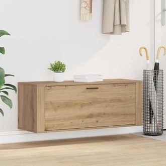 vidaXL Vidaxl - Meuble &agrave; chaussures mural ch&ecirc;ne artisanal 100 x 35 x 38 cm - 2 &eacute;tag&egrave;res - Finition mate pour espaces r&eacute;duits