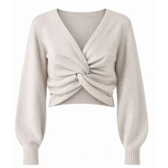Twinset Pull en maille &agrave; col en V - Femme - Pulls - Beige - Taille: 40 FR