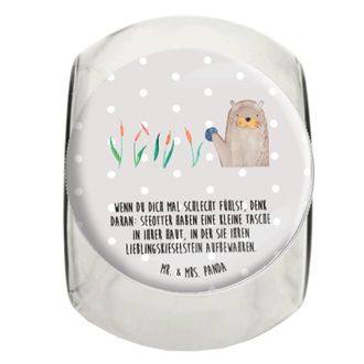 Mr. & Mrs. Panda Bonbonglas Otter Stein L 870ml - Geschenk, Küchenorganizer, Vorratsglas, Seeotter, Süßigkeitenglas, Müslidose, Kaffeedose, Pflanzen