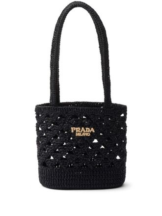 Prada sac porté épaule à logo brodé - Noir