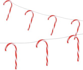 ECD Germany LED Lichterkette mit 7 Zuckerstangen, 28 LEDs, Warmwei&szlig;, 330cm, batteriebetrieben mit Timer, Weihnachten Innen Deko Beleuchtung, Zuckerst&auml;be Candy Can