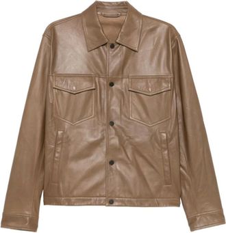 Emporio Armani Homme, Vestes, Brun, Taille: M Leather Jacket